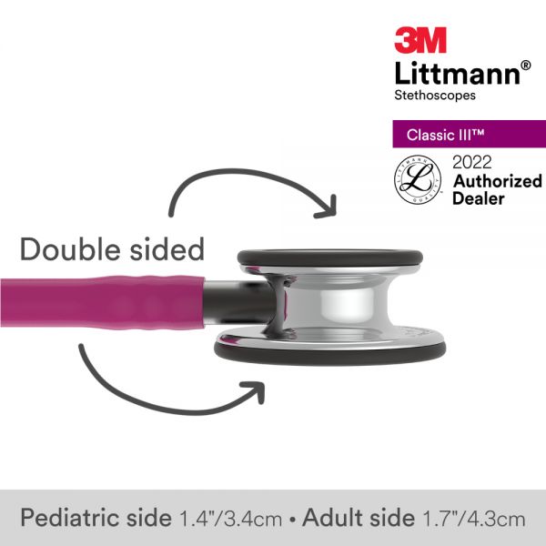 3M Littmann Classic III Stethoscope, Black-Finish Chestpiece, Stem and ...